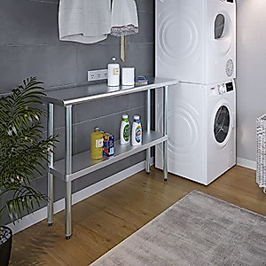 AmGood Stainless Steel Work Table with Undershelf | Food Prep NSF | Utility Work Station | (48" Length X 14" Width)