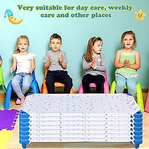 20 Pcs Daycare Cot Sheets for Toddler and Preschool Pure Cotton Breathable Fabric White Cot Sheets Standard Daycare Cot Bed Fitted Sheet for Boys and Girls, 51.18'' W x 23.62'' L (Star Moon Style)