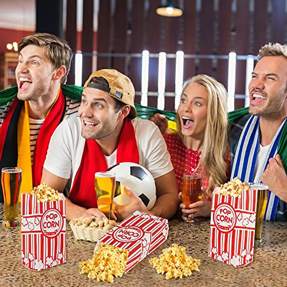 SUPWISER 500 Pcs Popcorn Bags, 1 Oz Movie Night Paper Popcorn Bags Bulk Individual Servings for Popcorn Machine Kitchen Party Movie Theater, Carnival Party, Decorations Supplies (500)