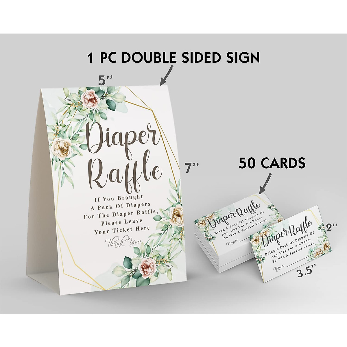 Diaper Raffle Tickets for Baby Shower Sign，Baby Shower Invitations with Diaper Raffle Cards - Baby gender neutral tickets(1 Sign with 50 Raffle Tickets) Toctose028