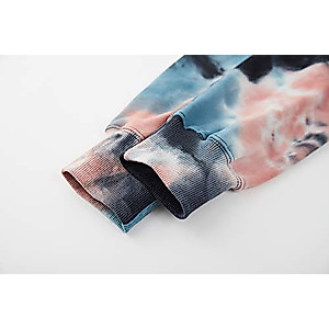 KLIEGOU Mens Tie-Dye Pullover Hooded Sweatshirt (288 Pink/Green L)