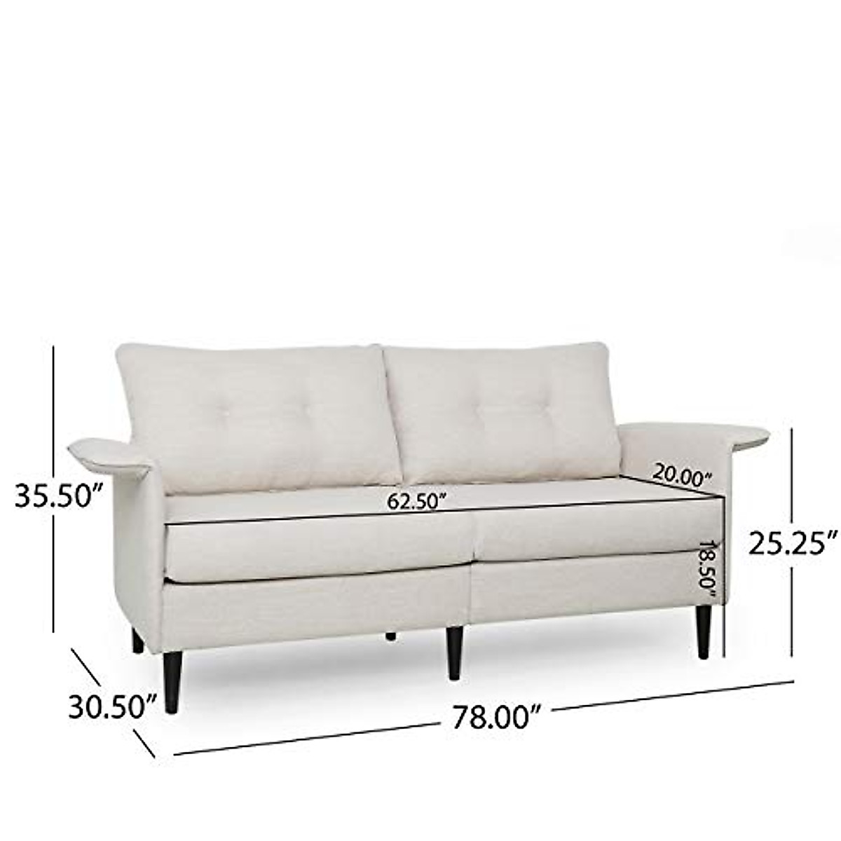 Christopher Knight Home Resaca 3 Seater Sofa, Beige + Dark Brown