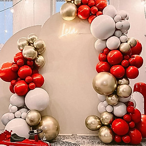 RUBFAC Ruby Red Balloons Different Sizes 105pcs 5/10/12/18 Inch Dark Red Christmas Balloon Garland Kit for Wedding Valentine's Day Birthday Party Supplies Bridal Shower Decorations