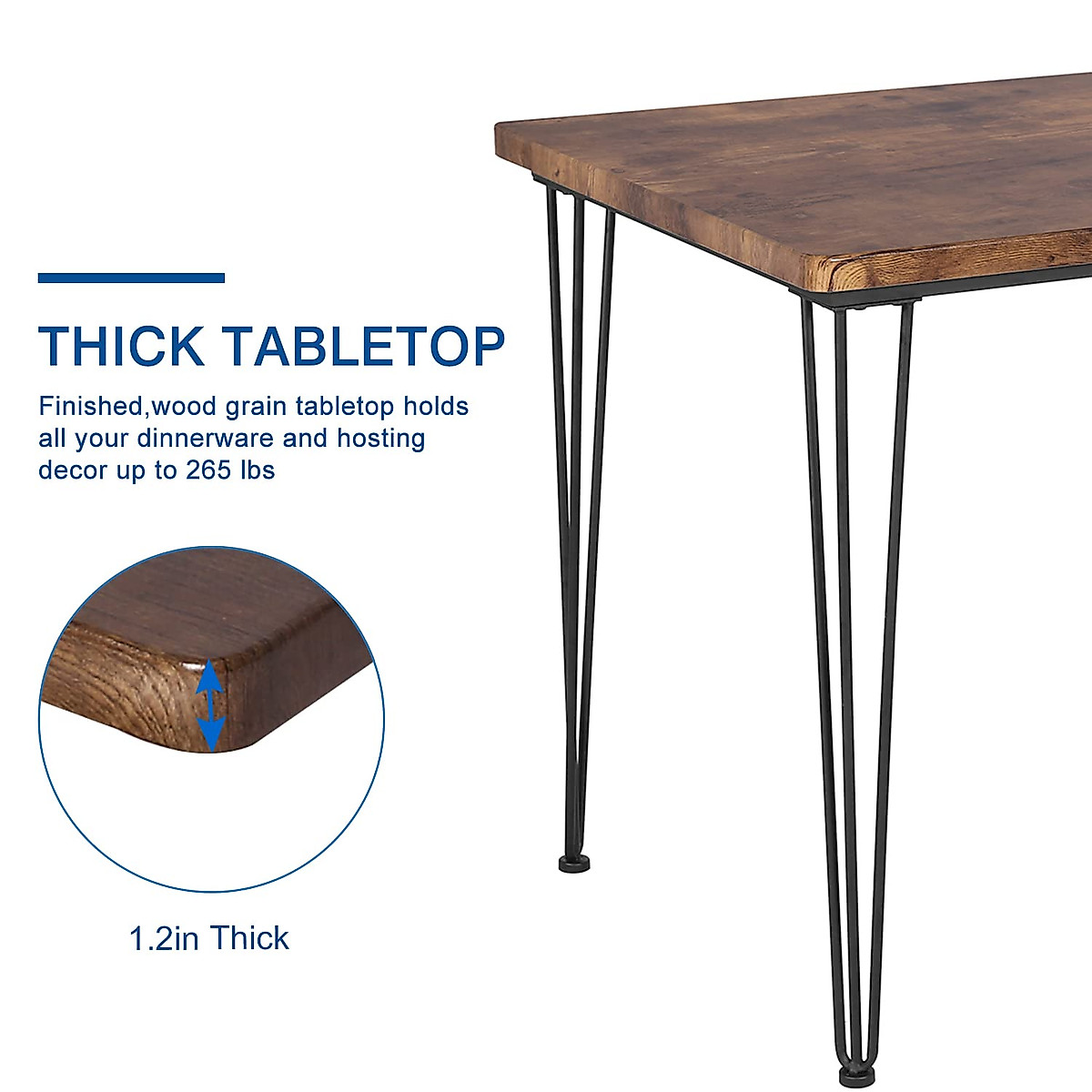 VECELO Kitchen Dining Room Table Set for Dinette, Breakfast Nook, 4 PU Metal Frame Chairs,Rectangular, Set of 5, Brown