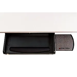 3M Adjustable Under-Desk Keyboard Drawer, Three Height Settings, Wide Tray with Gel Wrist Rest Accomodates Most Keyboards, Slide Out Mouse Platform with Precise Mouse Pad, Black (KD45)
