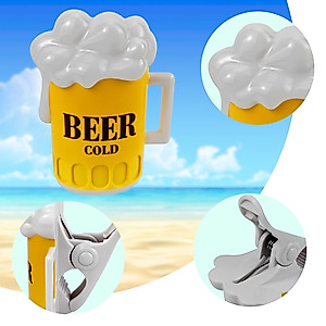 Beach Towel Clips for Chair Secure Clips for Beach Chairs Jumbo Size Plastic Clothes Pegs for Pool Lounger (2Pcs Beer Mug and 2Pcs Beer Bottle)