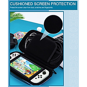 TiMOVO Carrying Case for Nintendo Switch OLED Model 2021 & Switch, Durable Hard Shell Game Storage Handbag Portable Travel Bag PU Pouch with Pocket for 10 Game Cards & Accessories, Dreamy Nebula
