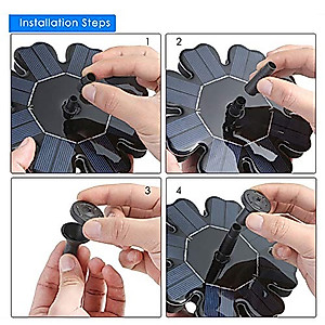 XUNMAIFBT Solar Fountain Pump,4 Nozzles Water Pump Kit Bird Bath Fountain Pump Outdoor Watering Submersible Pump for Pond, Fish Tank, Aquarium, Pool, Garden,