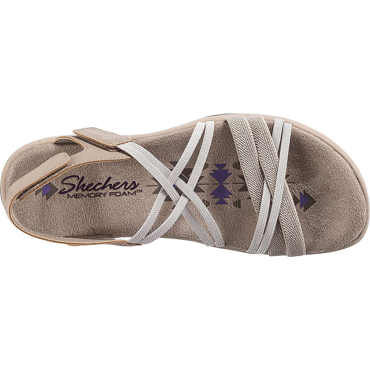Skechers Women's Reggae Slim-Takes Two Flat Sandal, Taupe, 6 Wide