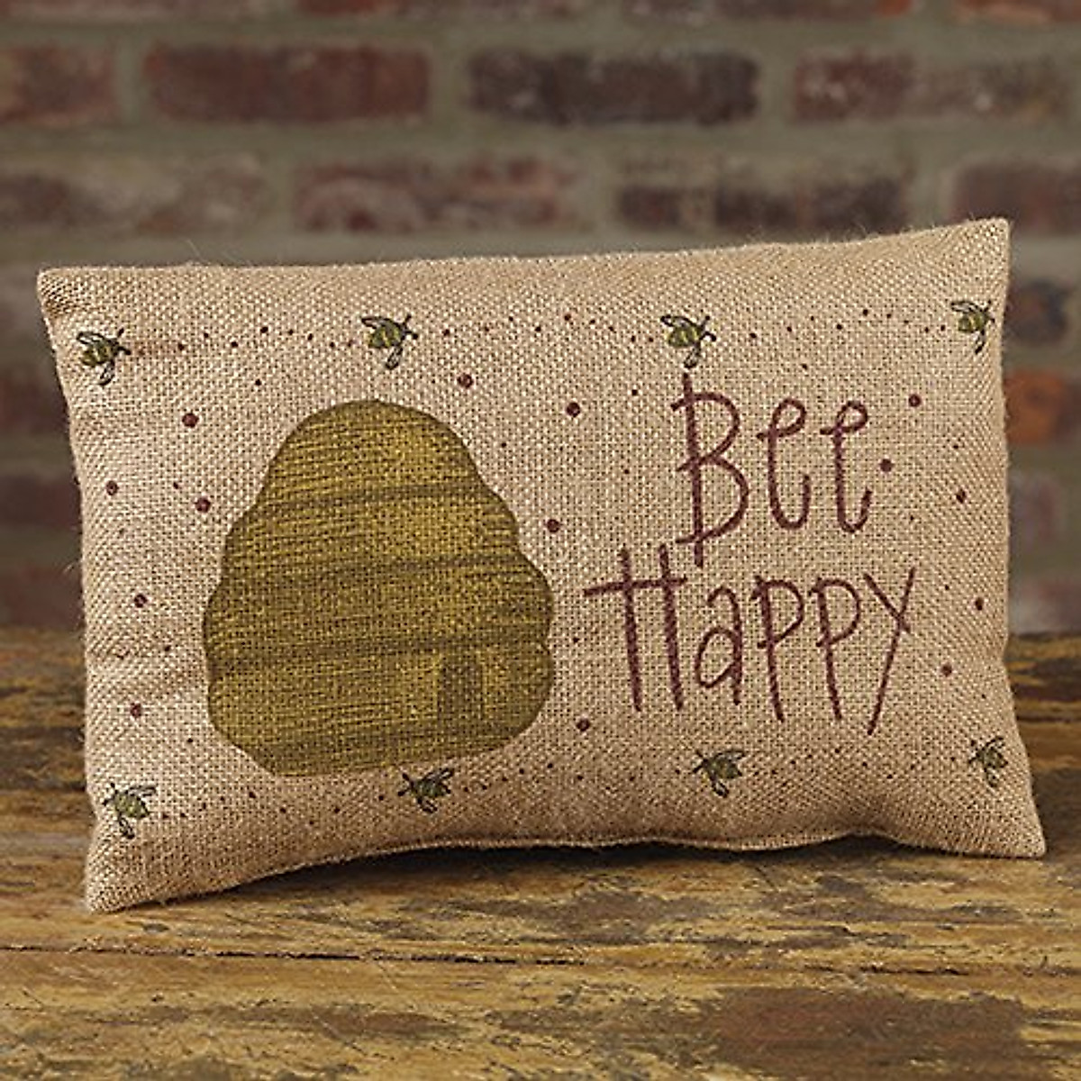 The Country House Collection Bee Happy Beehive 12 x 8 Burlap Decorative Throw Pillow