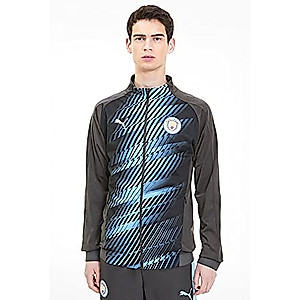 PUMA Men's MCFC Stadium League Jacket, Asphalt/Team Light Blue, XL