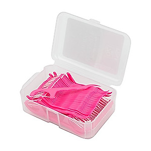 DentAdvance Mint Dental Floss Picks - Easy Reach Back Teeth | Tooth Flossers |Pink, Mint Flavored, 70 ct, w/ Travel Case