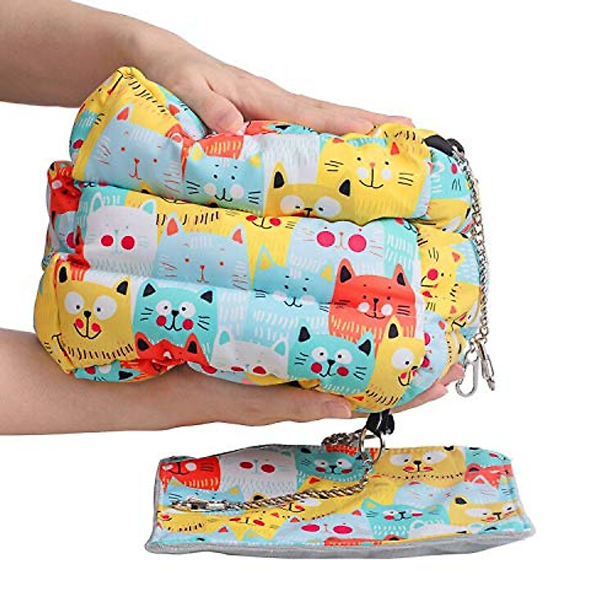 Warm Bird Nest Snuggle Tent,Parrot Wintor Habitat Cave Bed for Small Medium Animal Budgies Parakeet Cockatiels Lovebird Guinea Pig Hamster Squirrel Hedgehog Chinchilla (Colorful Cat, 8.7x8.7x8.7)