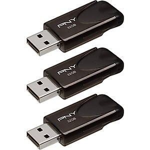 PNY 32GB Attaché 4 USB 2.0 Flash Drive 3-Pack, black