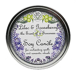 Lilac and Gooseberry Scented Large Soy Candle Tin | 14 ounces Hand Poured | Clean Burning Soy Wax | Yennefer Scent of a Sorceress by Bella Des Natural Beauty