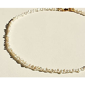 Pearl Choker Necklace 16'' Pearl Chain Necklace 3mm Handpicked Dainty Tiny Small Beaded Pearl Necklace Gifts for Women Girls