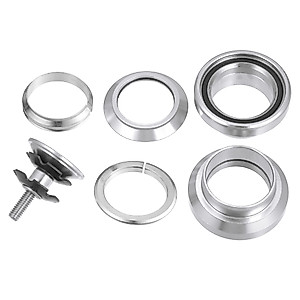 X AUTOHAUX 34mm 1-1/8" Threadless Bicycle Headset Combo Bike Threadless External Headset Sealed Cartridge Bearings MTB Road Headset with Top Cap Silver Tone