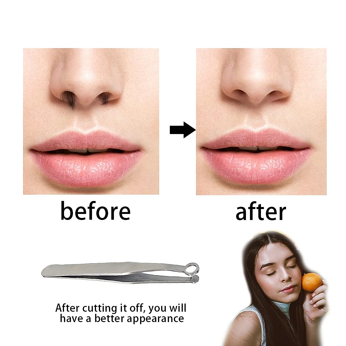 1 Pack Nose Hair Tweezers with PU Pouch, Stainless Steel Nasal Clippers with Safety Round Head, Brows Facial Nose Hair Tweezers for Men Women