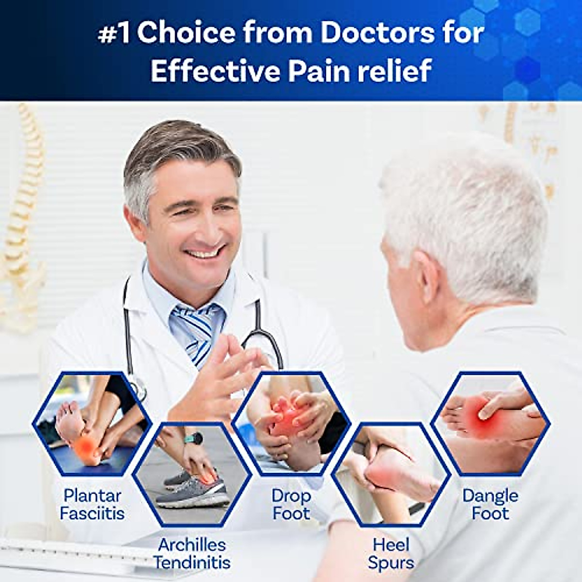 Elrisme Plantar Fasciitis Night Splint, 3-in-1 Relief Set, Night and Day