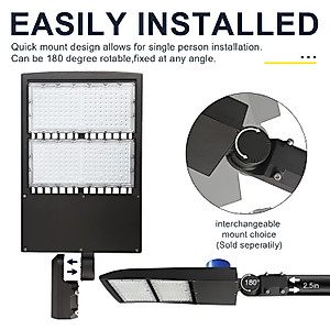 300W LED Parking Lot Light with Dusk to Dawn Photocell 42000 LM 5000K 1-10V Dimmable LED Shoebox Area Light (1000W HID/HPS Equivalent), Yoke Mount 100-277V AC IP65, UL&DLC Listed