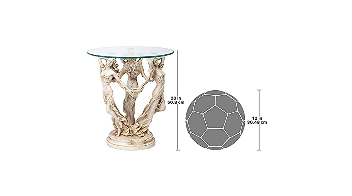 Design Toscano Greek Muses Glass Top Side Table - Antique Stone