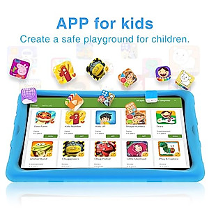 DOOGEE Android 13 Tablet for Kid U10KID, 10.1 Inch HD Display, WiFi6, 4GB RAM +128GB ROM, Dual Speaker, TUV Low Bluelight Certification, Kids Tablet with Case (Blue)