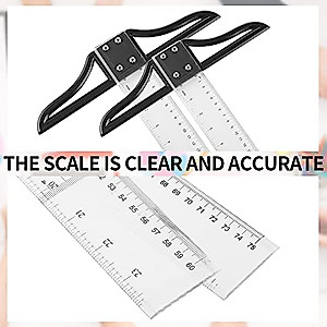 2 Pieces T Square Acrylic Ruler 23.6 Inches and 29.5 Inches Transparent Graduated T-Ruler Inch Metric T-Square Measuring Scale Ruler for Art Framing and Drafting