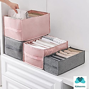 Kakeevno 2PCS Large Upgraded Washable Foldable Drawer Wardrobe Clothes Organizer Storage Compartment Organizer for Scarves, Leggings, Skirts, T-shirts, Jeans, Kids Clothes (9 Grids, Premium Pink)
