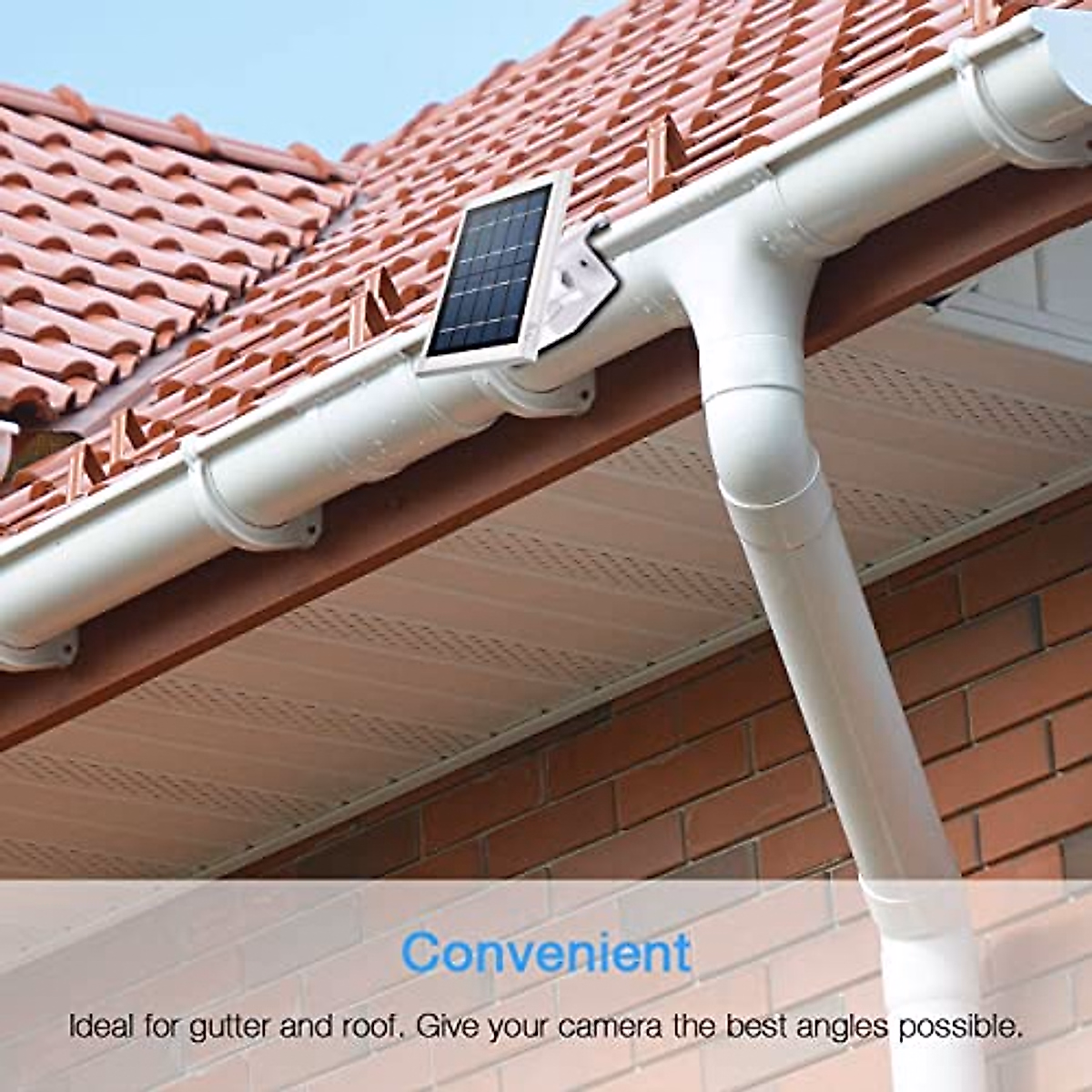 Gutter Mount for Ring Solar Panel - OkeMeeo Outdoor Mount Compatible with Ring and Arlo Solar Panel for Maximum Sunlight, White,1 Pack(Not for Super Panel)