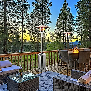 Patio Heater, GreenVines 48000BTU Outdoor Propane Heaters with Anti-tilt & Flame-out Protection System, Stainless Steel Garden Heat Lamp with Wheels for Backyard, Porch, Deck, Outside, ETL Listed…