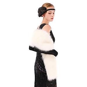 Dikoaina Women's Winter Fake Faux Fur Scarf Wrap Collar Shawl Shrug
