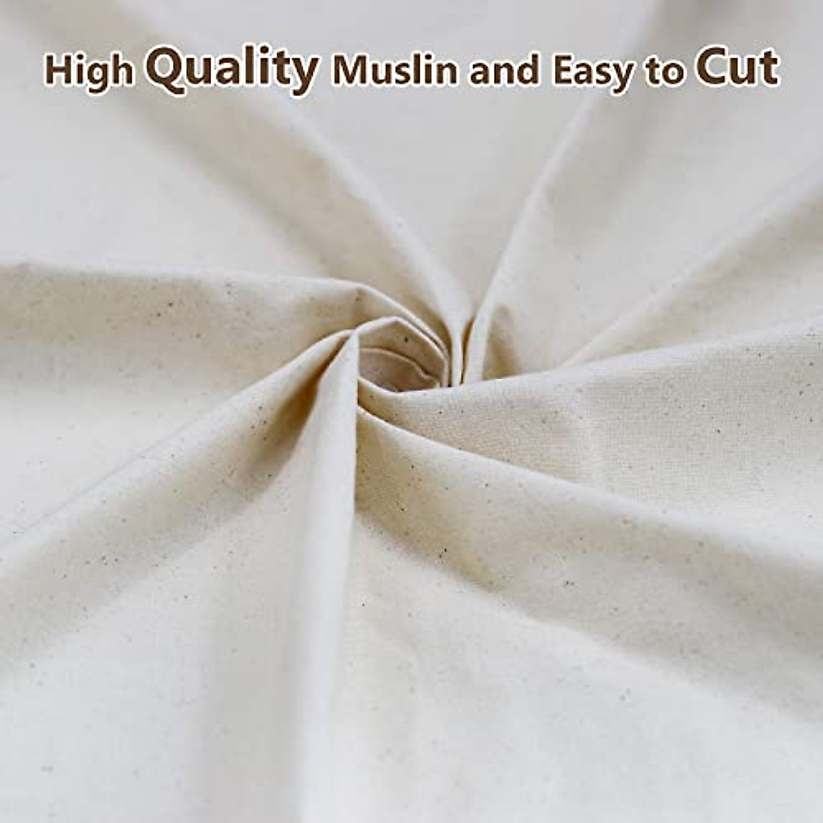 HOTGODEN Light Weight 100% Cotton Muslin Fabric: 63 inch x 2,5,10 Yards Unbleached Muslin Linen Fabric Material for Sewing Material Apparel Cloth