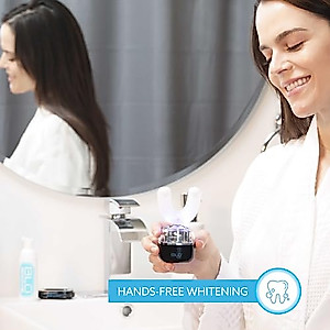 GO SMILE Sonic BLU Hands-Free Professional Teeth Whitening Kit - Hands Free Toothbrush With Gum Massager - Includes Cordless Charger & Foaming Toothpaste & Whitening Tray - No Tooth Sensitivity -Black