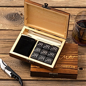 Personalized Premium Whiskey Stone Gift Set with 9 Stones and Bag, Groom's Gift, Customized Whiskey Stone Set, Engraved Whiskey Stone, Wedding Gift, for Man.