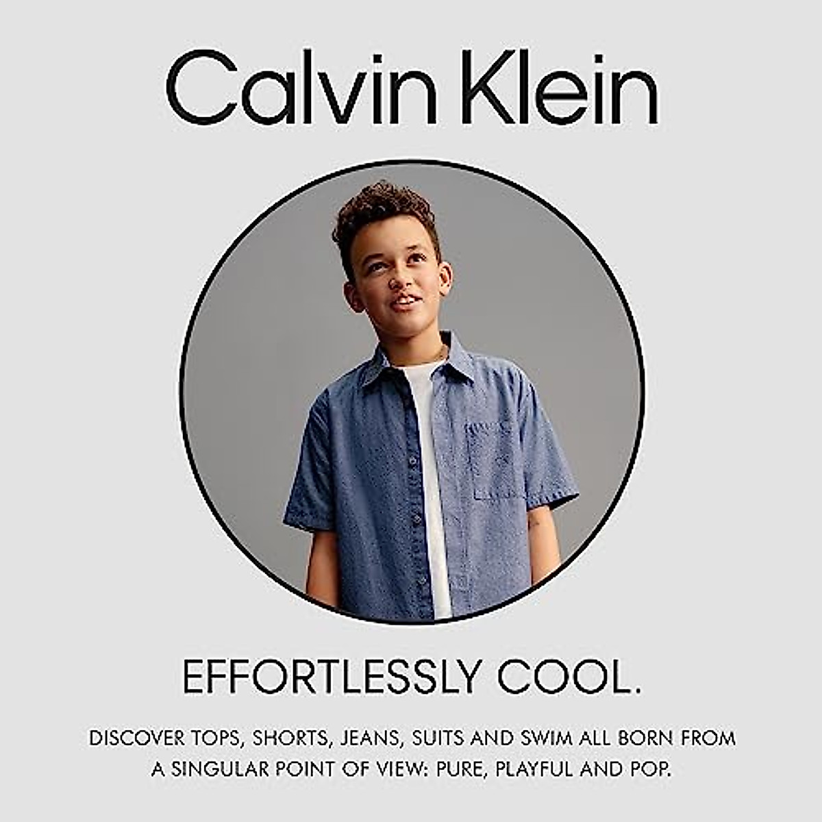 Calvin Klein Boys' Short Sleeve Logo Crew Neck T-Shirt, Soft, Comfortable, Relaxed Fit, True Black, 14-16