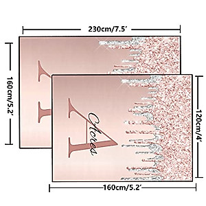 Personalized Pink Grey Drip 4'x5.2' Non-Slip Area Rug with Name Text Custom Carpet Floor Mat for Bedroom Living Room Home Decoration