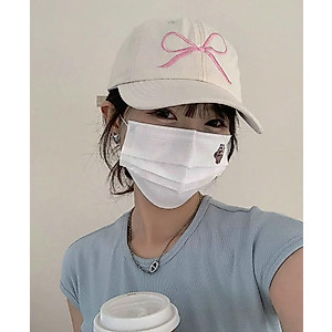 Bow-Tie Baseball Cap for Women Fashion Sun Hats for Women Trucker Hat Y2k Sun Cap Visor Cap Hiking Travel Trendy 2024 Beige/Pink