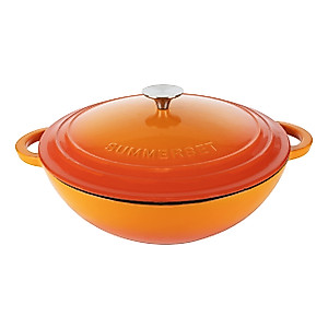 Enameled Cast Iron Braiser Pan Dutch Oven (Orange)