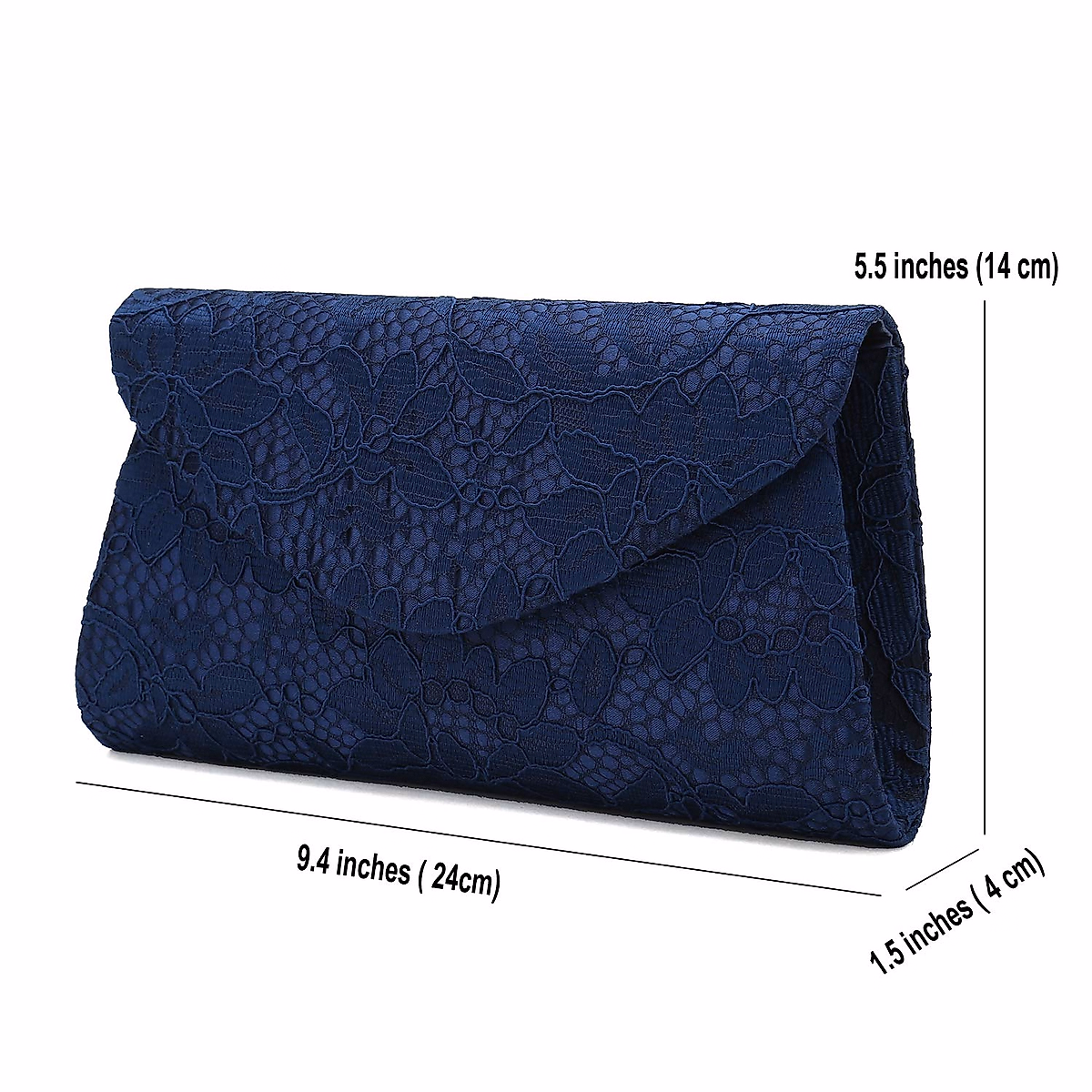 CHARMING TAILOR Classic Lace Clutch Purse Lady Formal Dressy Handbag Evening Bag for Prom/Wedding (Navy)