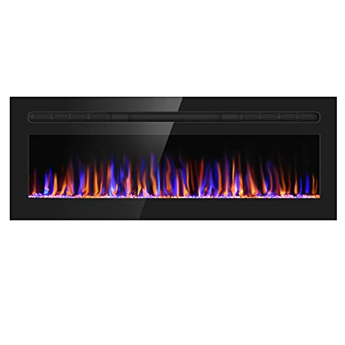 Upesitom 50" Electric Fireplace Insert Recessed & Wall Mounted, 750/1500W Linear Electric Fireplace Insert with 12 Adjustable Flame Colors, Bracket, Timer, Remote Control