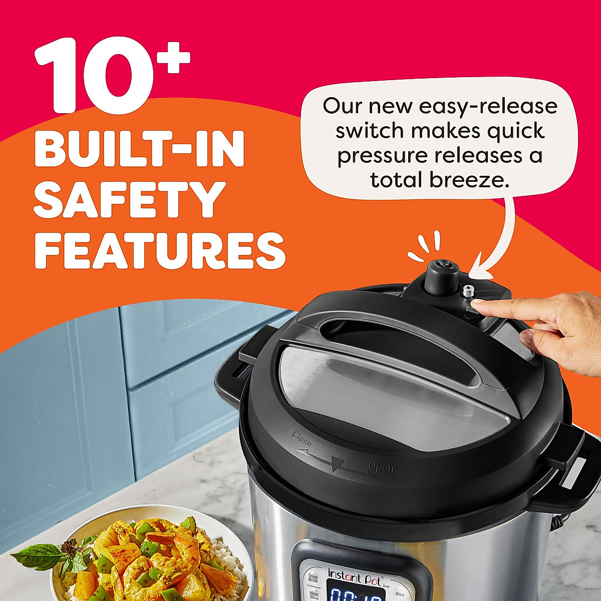 Instant Pot Duo 7-in-1 Electric Pressure Cooker, Slow Cooker, Rice Cooker, Steamer, Sauté, Yogurt Maker, Warmer & Sterilizer, Includes App With Over 800 Recipes, Stainless Steel, 6 Quart