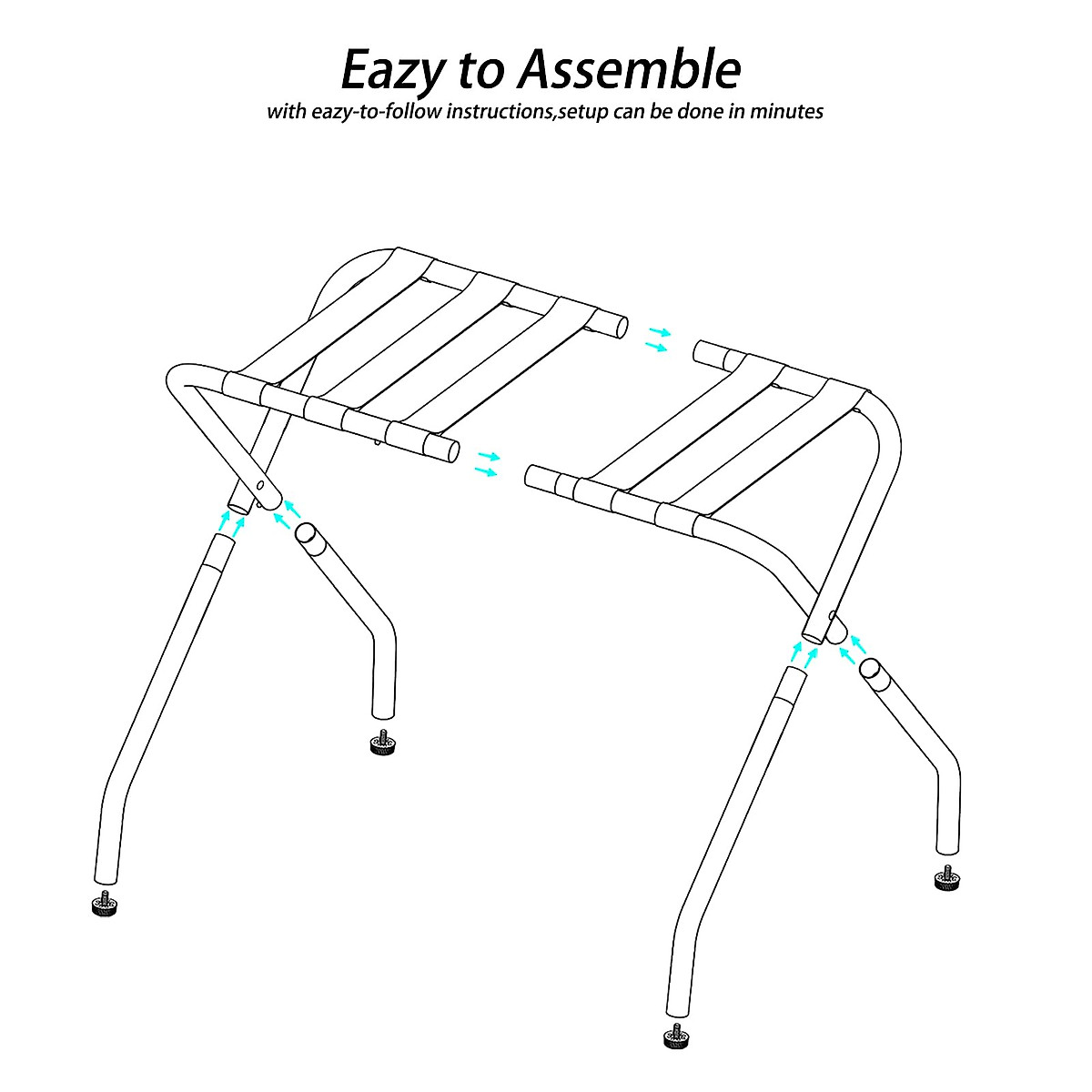 InHomFu Luggage Rack, Pack of 2, Heavy-Duty Metal Suitcase Stand, X-Type Folding Luggage Stand, Luggage Holder for Guest Room, Bedroom, Hotel, Holds up to 110 lb, Black