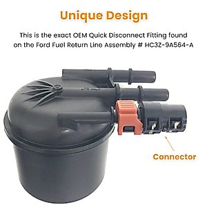 6.7L Powerstroke Fuel Filter Return Line Connector Fitting For 2017~2020 Ford (3846) HC3Z-9A564-A (Black&Orange)