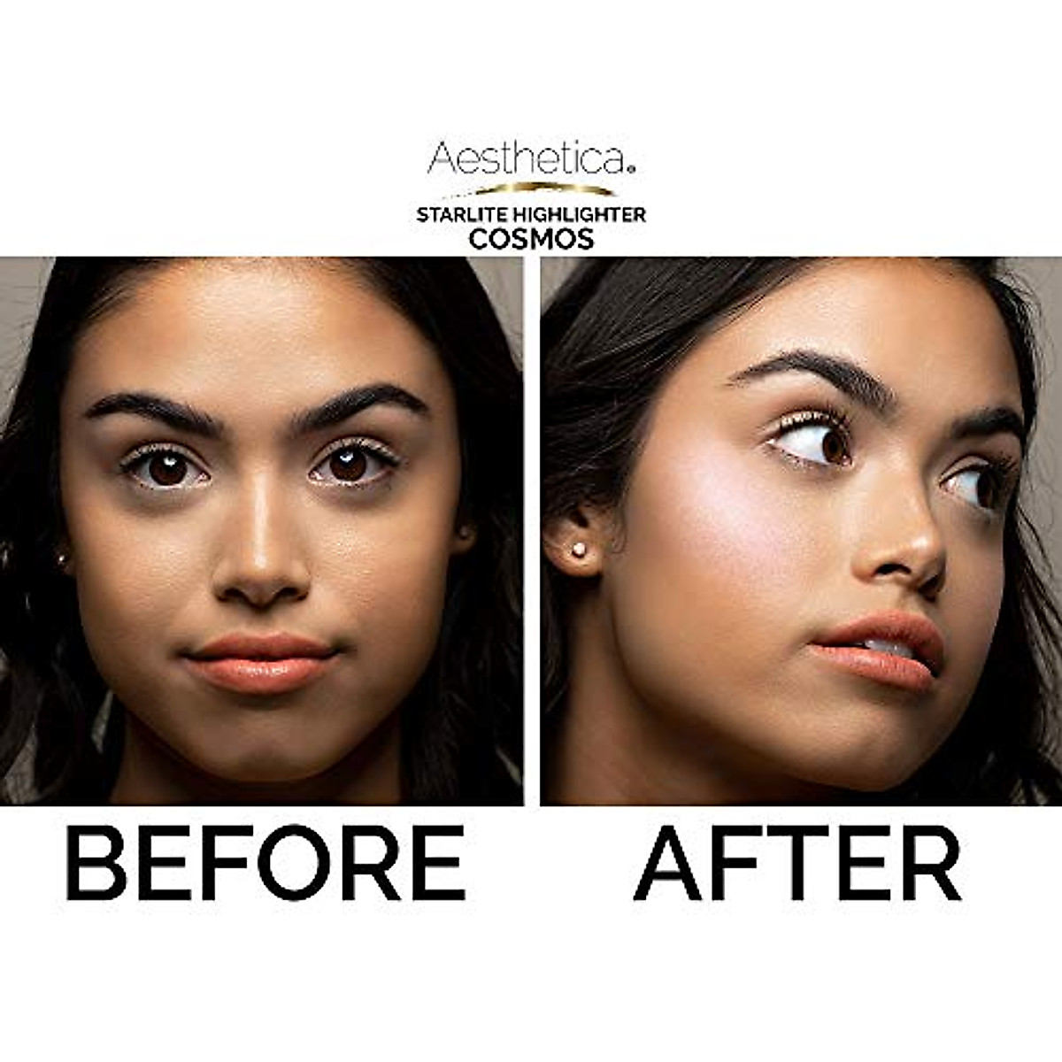 Aesthetica Starlite Highlighter - Metallic Shimmer Highlighting Makeup Powder - Cosmos (Sparkling Rose Gold)