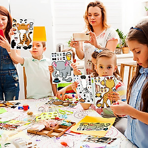 48 Sheet Make A Safari Animal Sticker Make Your Own Safari Animal Zoo Safari Themed Fun Stickers Safari Party Favors for Animal Party Favors, Rewards, Art Craft with 8 Designs