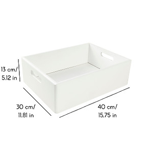 Creative Deco XL White Wooden Crate Nesting Crate Handles | 15.74x11.81x5.1in | Large Display Storage Box Multi-Craft Caddy Nesting Crate | Natural Wood Rustic Plain | Country Decor