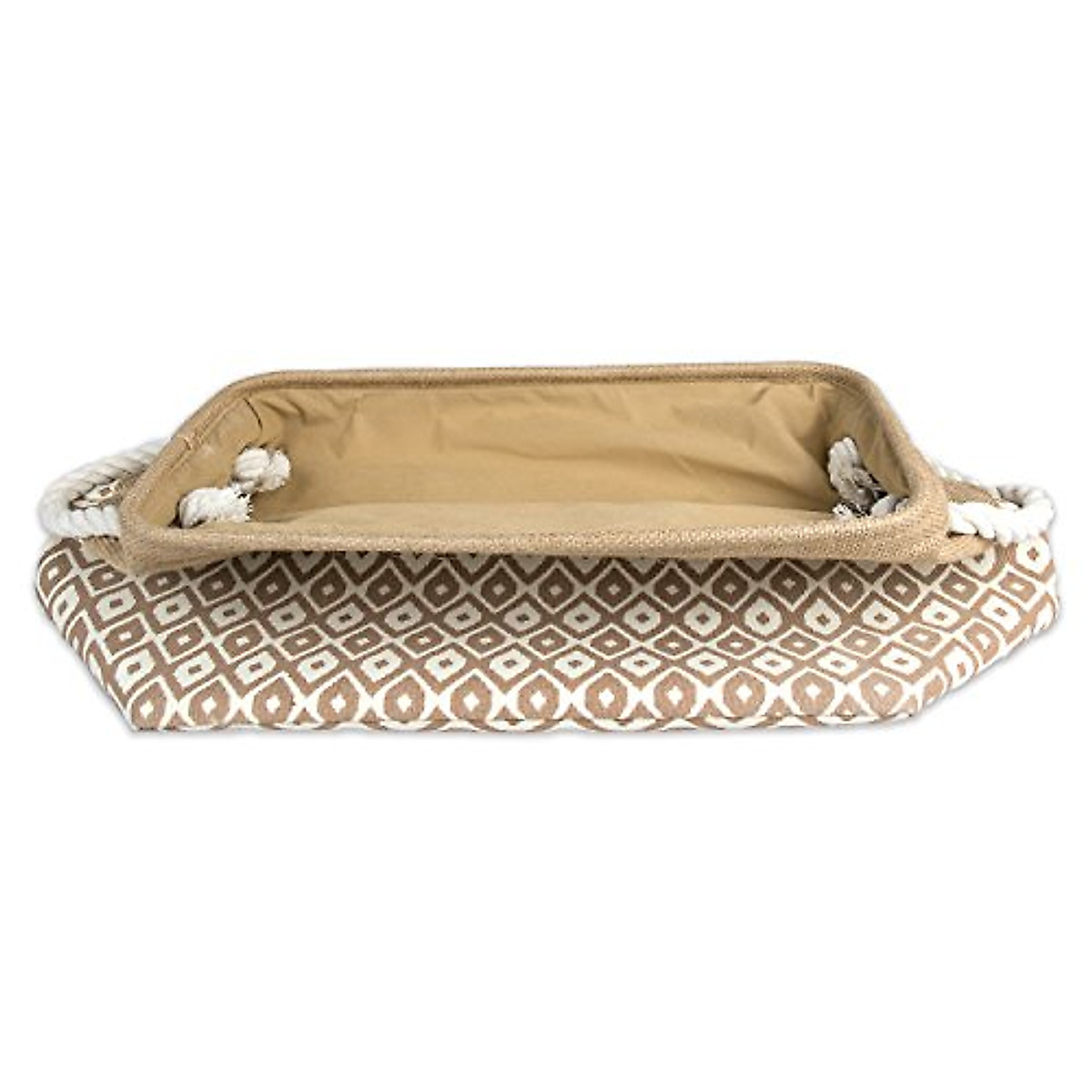 DII Collapsible Burlap Ikat Storage Bin, Large Rectangle, 17.5x12x15, Brown
