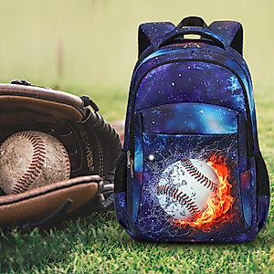 LEDAOU School Backpack Teen Boys Kids Bookbag Daypack School Bag (Baseball)