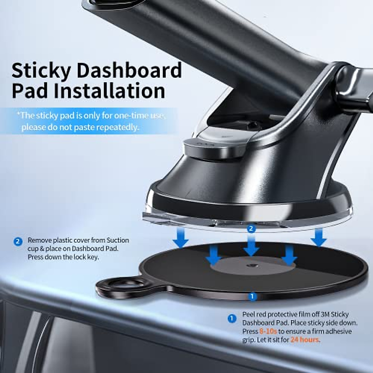 1Zero Phone Mount for Car [Heavy Duty Super Suction] Car Phone Holder Mount for Dashboard Windshield Air Vent [Thick Case & Big Phone Friendly] 3 in 1 Cell Phone Holder for iPhone Samsung All Phones