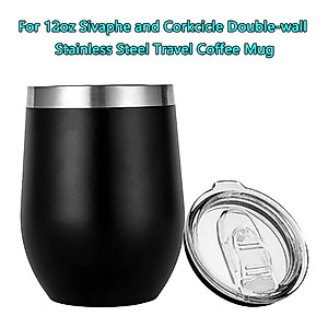 12oz stemless wine tumbler lid replacement (4 Pack)，2.9 inch diameter spill proof，for Sivaphe and Corkcicle Double-wall Stainless Steel Travel Coffee Mug